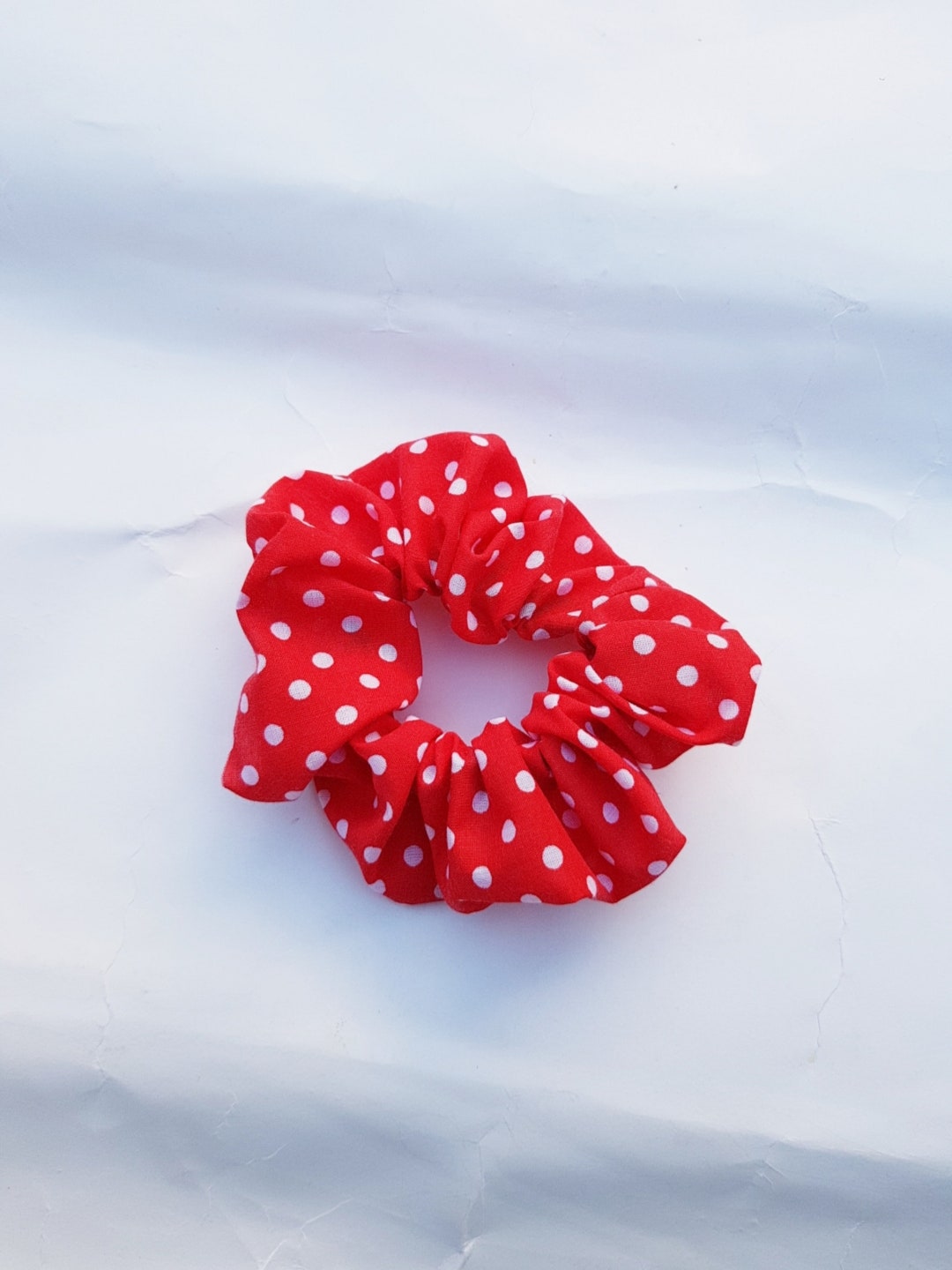 Red Polka Dots Hair Scrunchie for Women. Red Scrunchies. Red Hair ...