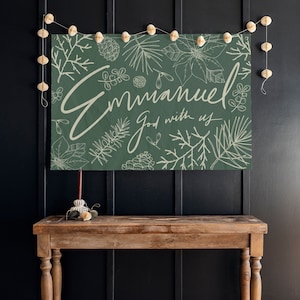 Christmas Flag | Emmanuel Christmas Banner | Christmas Wall Decor | 256 ...