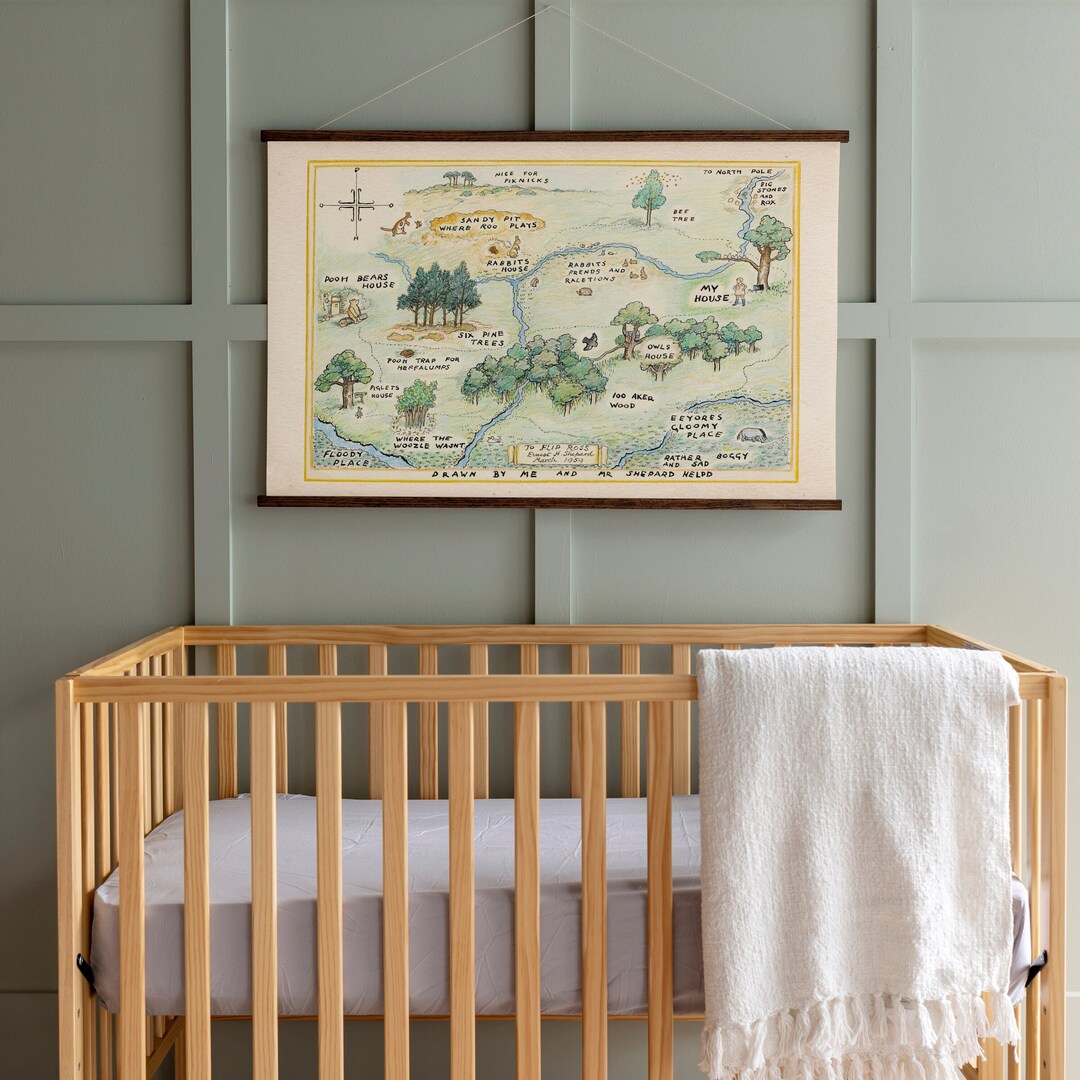 100 Acre Woods Map: Hanging Canvas Print, Nursery Wall Decor | 154 - Etsy