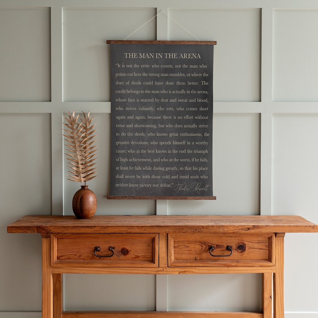 Man in the Arena Sign: Inspirational Canvas Hanging | 126 - Etsy