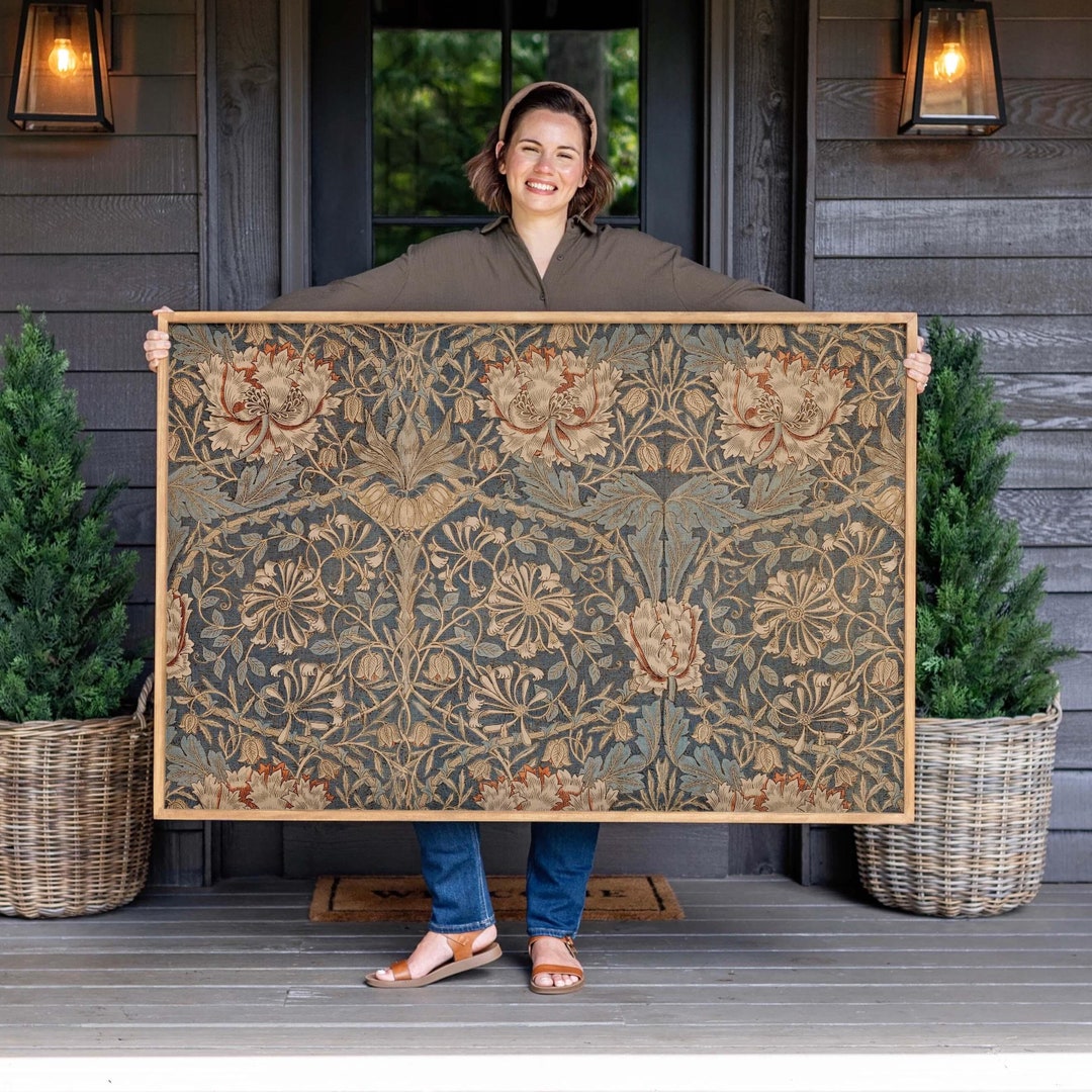 William Morris Framed Textile Art: Botanical Canvas Print | F173 - Etsy