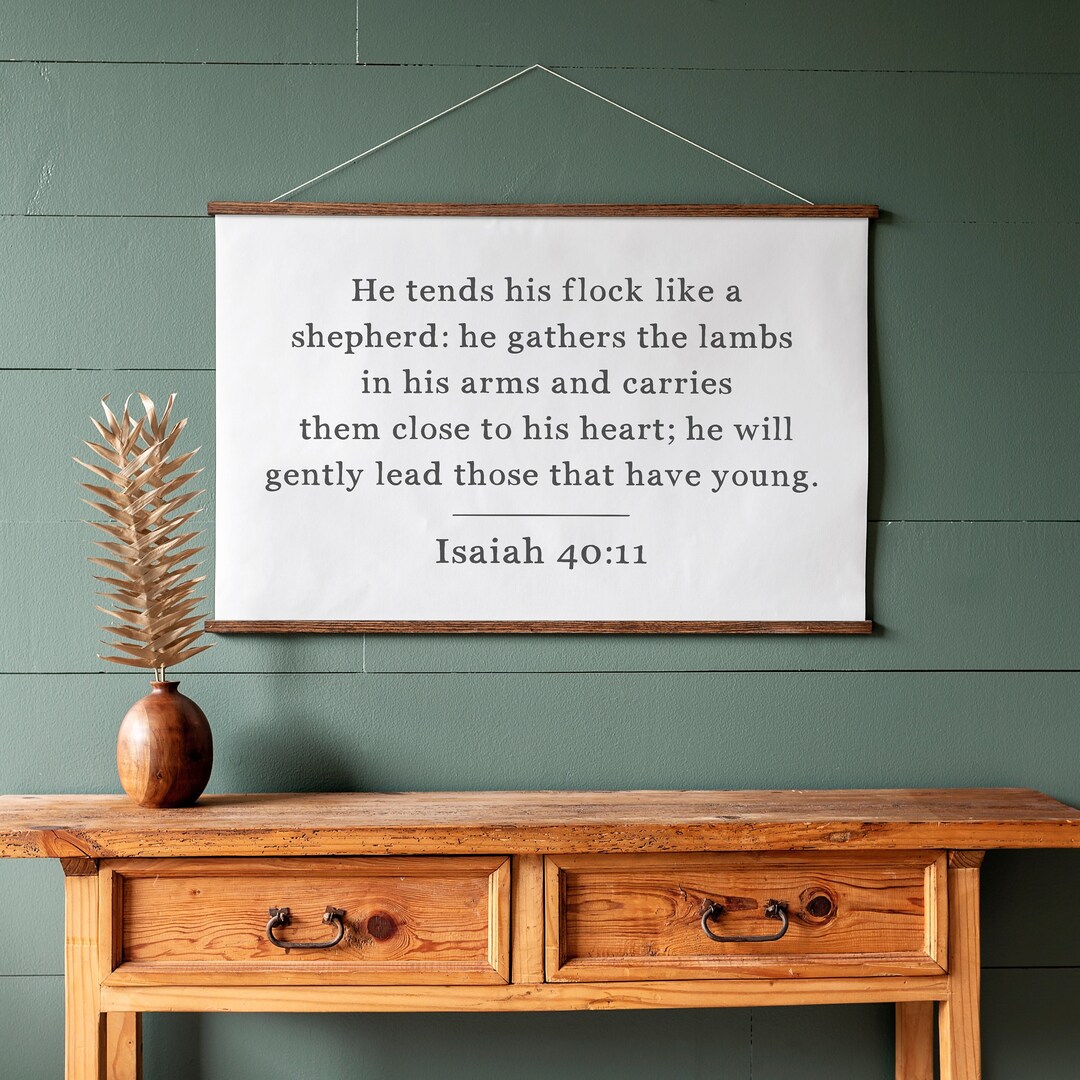 Scripture Sign | He Tends His Flock Sign | Christian Signs | Hanging ...