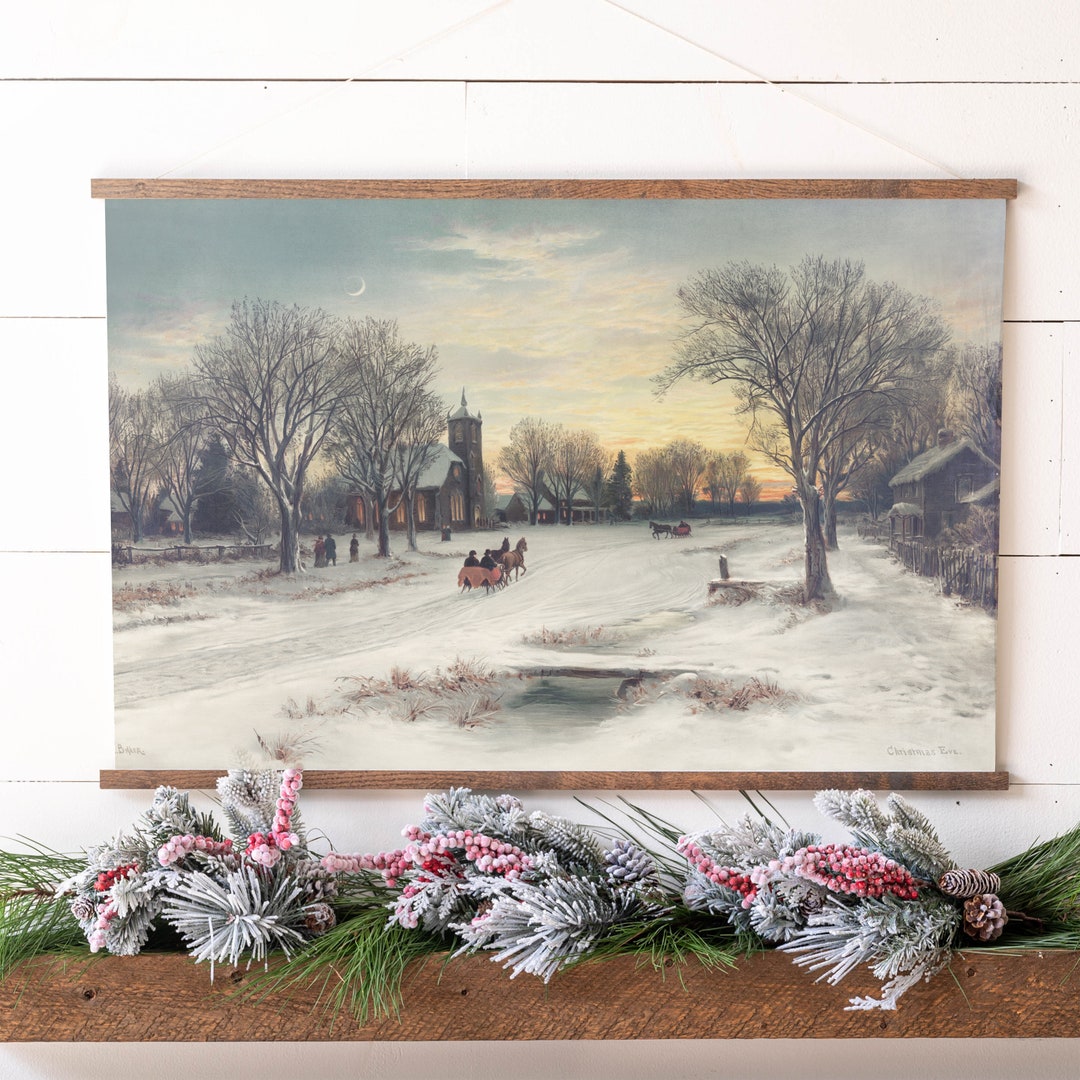 Christmas Eve Art | Holiday Decor | Hanging Canvas | Living Room Decor ...