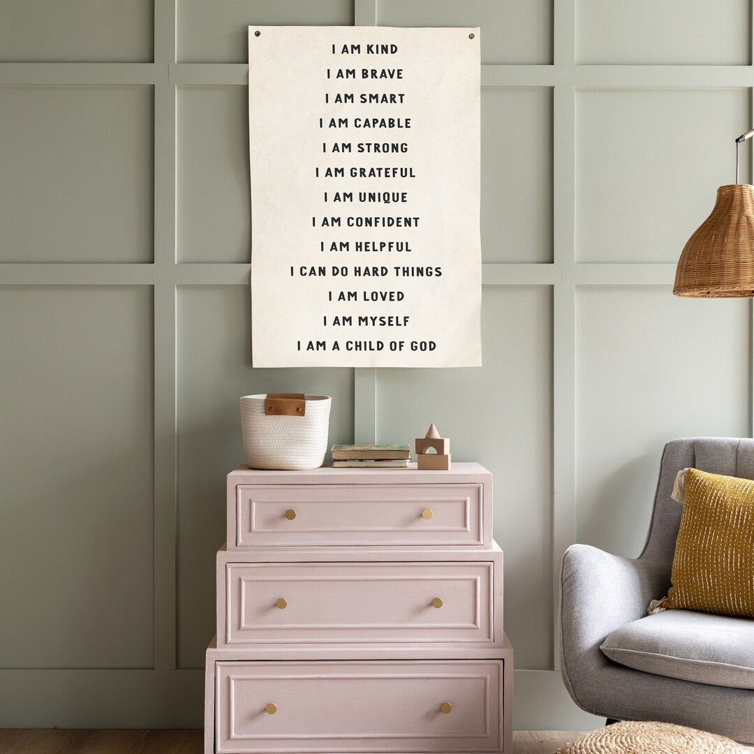 Affirmation Banner Flag: Kids Room Decor, Scripture Canvas | 410 - Etsy