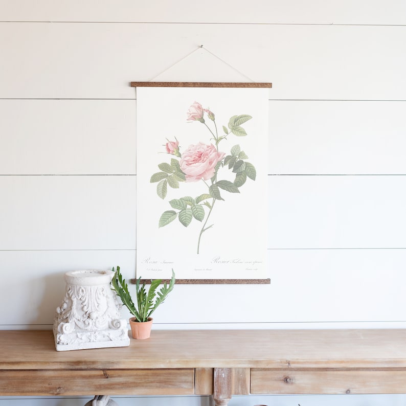 Pink Rose Canvas Wall Art Botanical Decor Hanging Canvas - Etsy