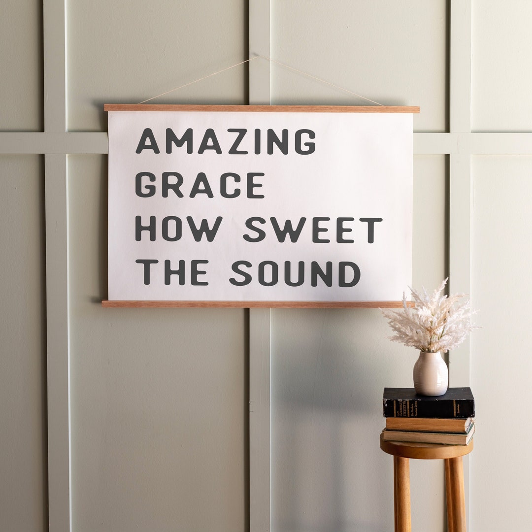 Amazing Grace Sign | Modern Decor | Living Room Sign | Hanging Canvas ...