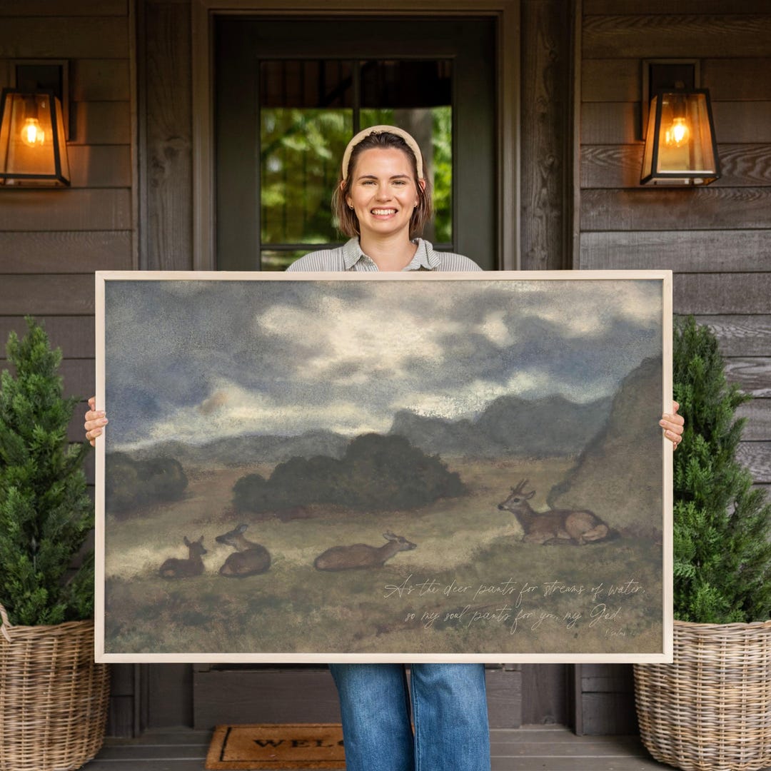 Psalms 42:1 Deer Art | Framed Cotton Canvas Wall Art | Nature Landscape ...