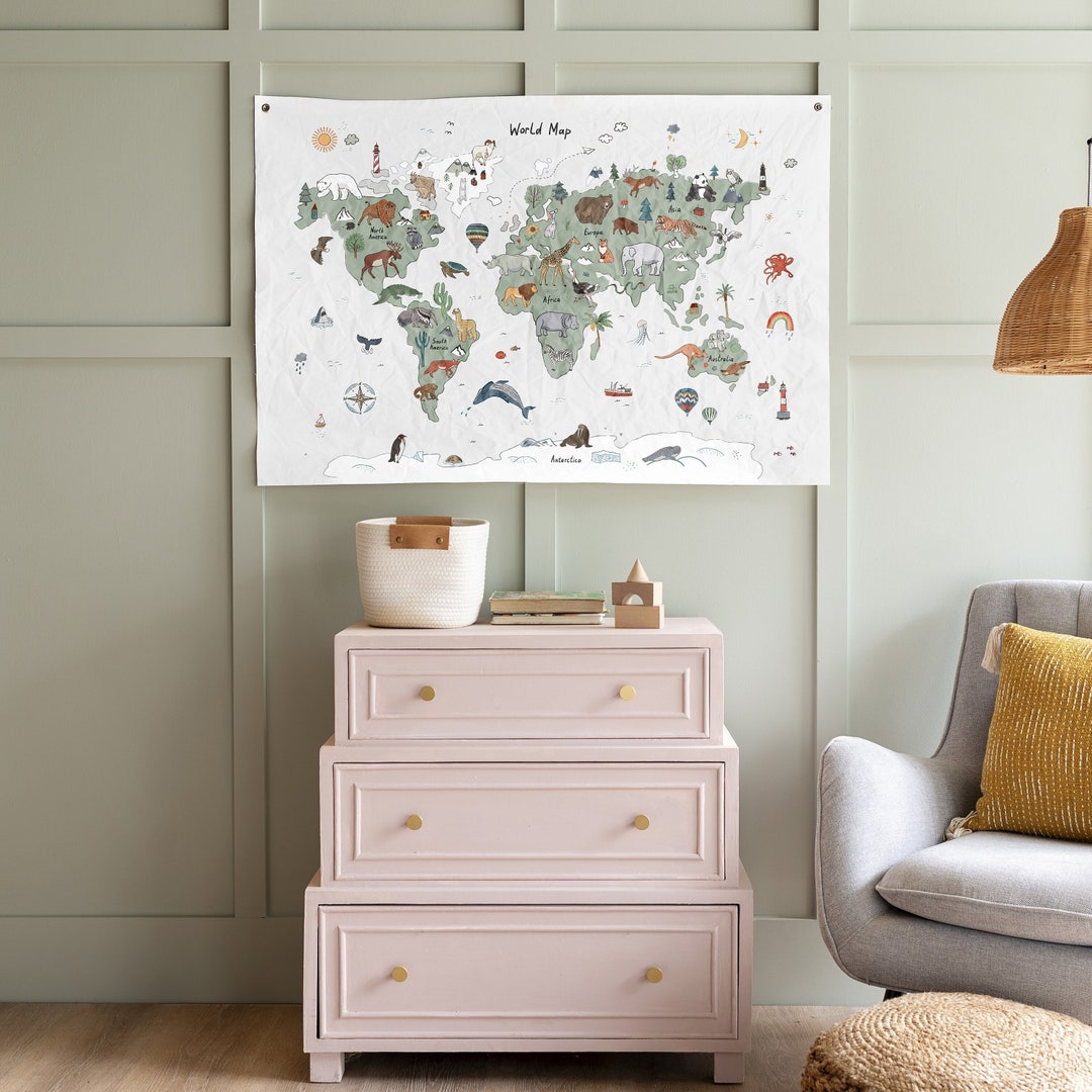 Kids Room Map | World Map Banner | World Map Flag | Homeschool Map ...
