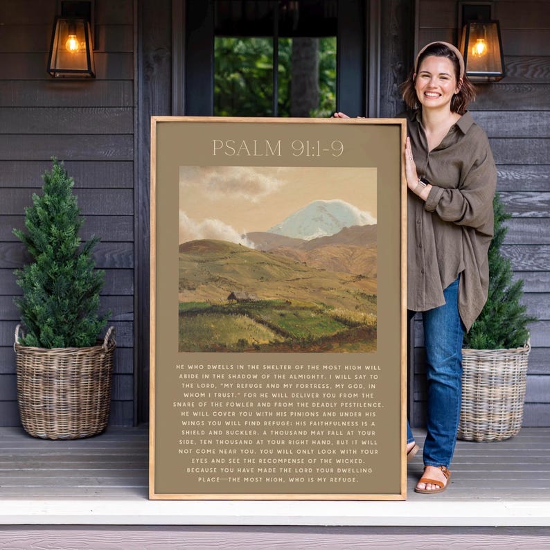 Psalm 91 Framed Canvas Art: Vintage Mountain Print | F637 - Etsy