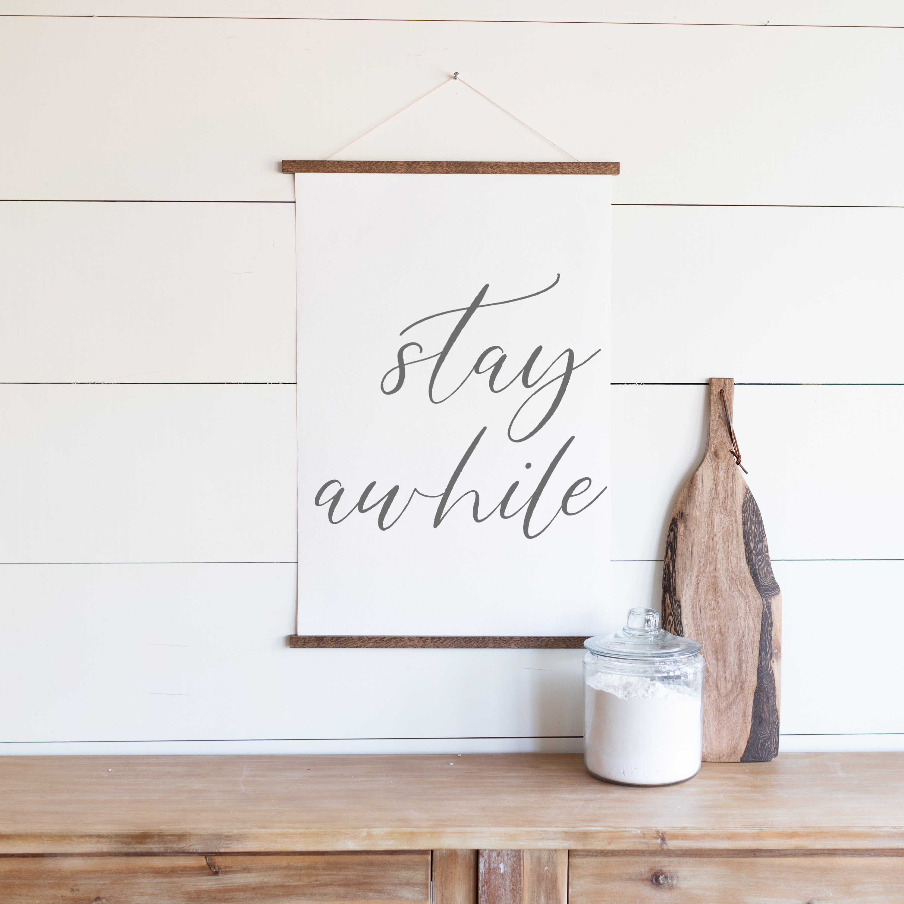 Stay Awhile Sign | Wall Decor | Living Room Decor | Canvas Wall Art ...