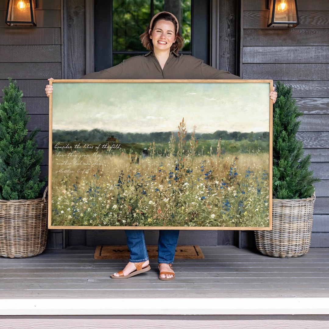 Large Christian Wall Art | Vintage Scripture Art | Consider the Lilies ...