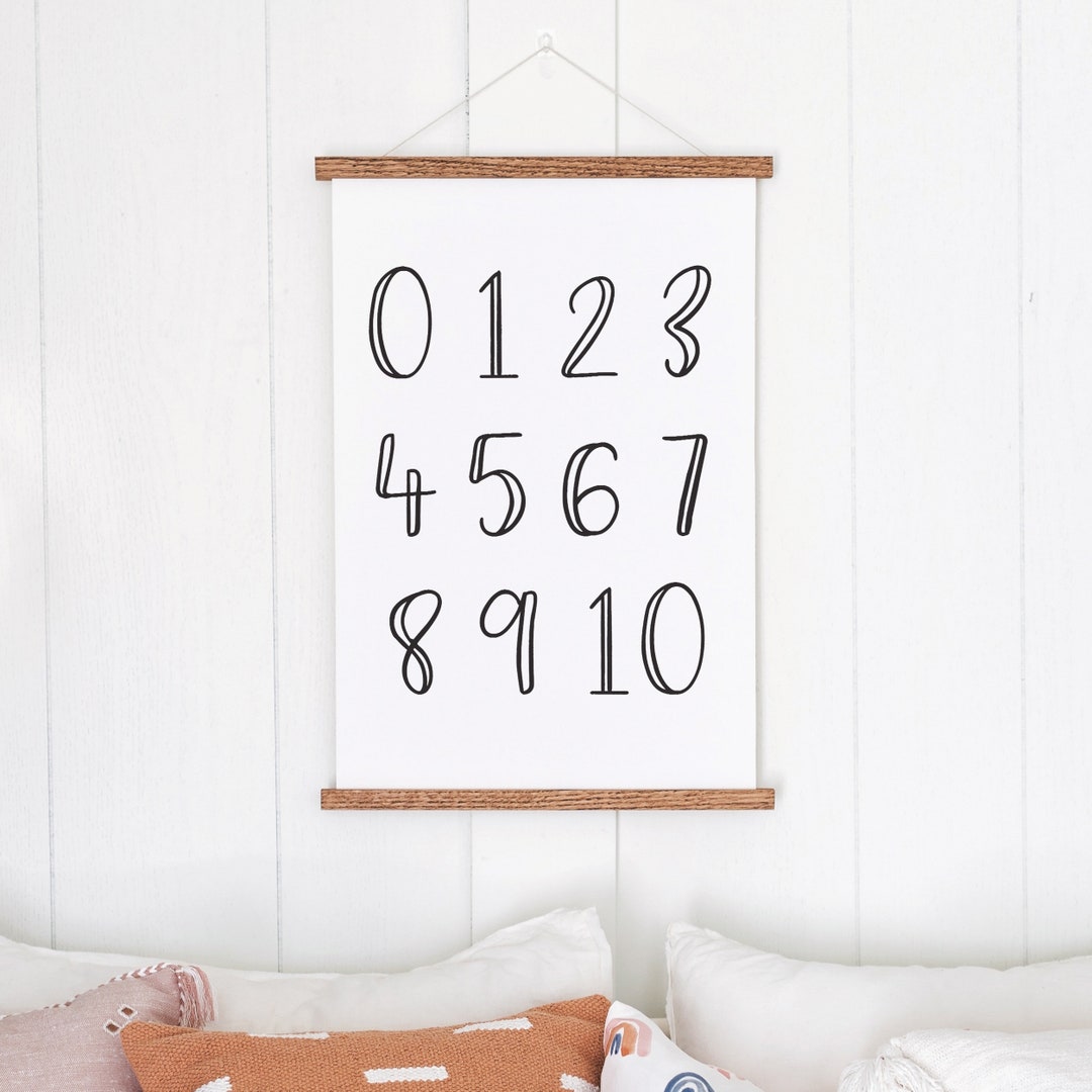 Numbers Canvas Hanging: Kids Playroom Sign, Nursery Decor | 397 - Etsy