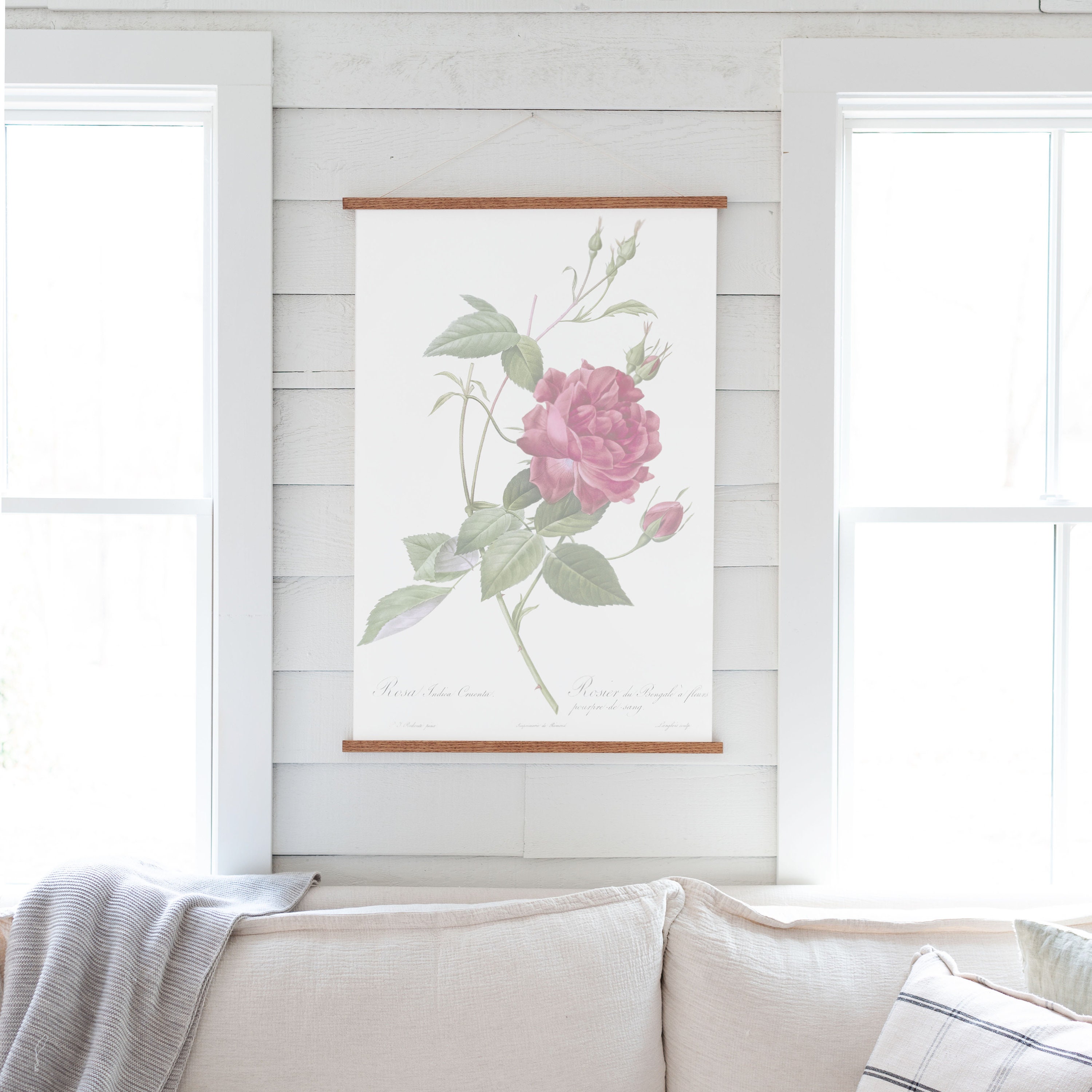 Red Rose Print Canvas Wall Art Botanical Decor Hanging | Etsy