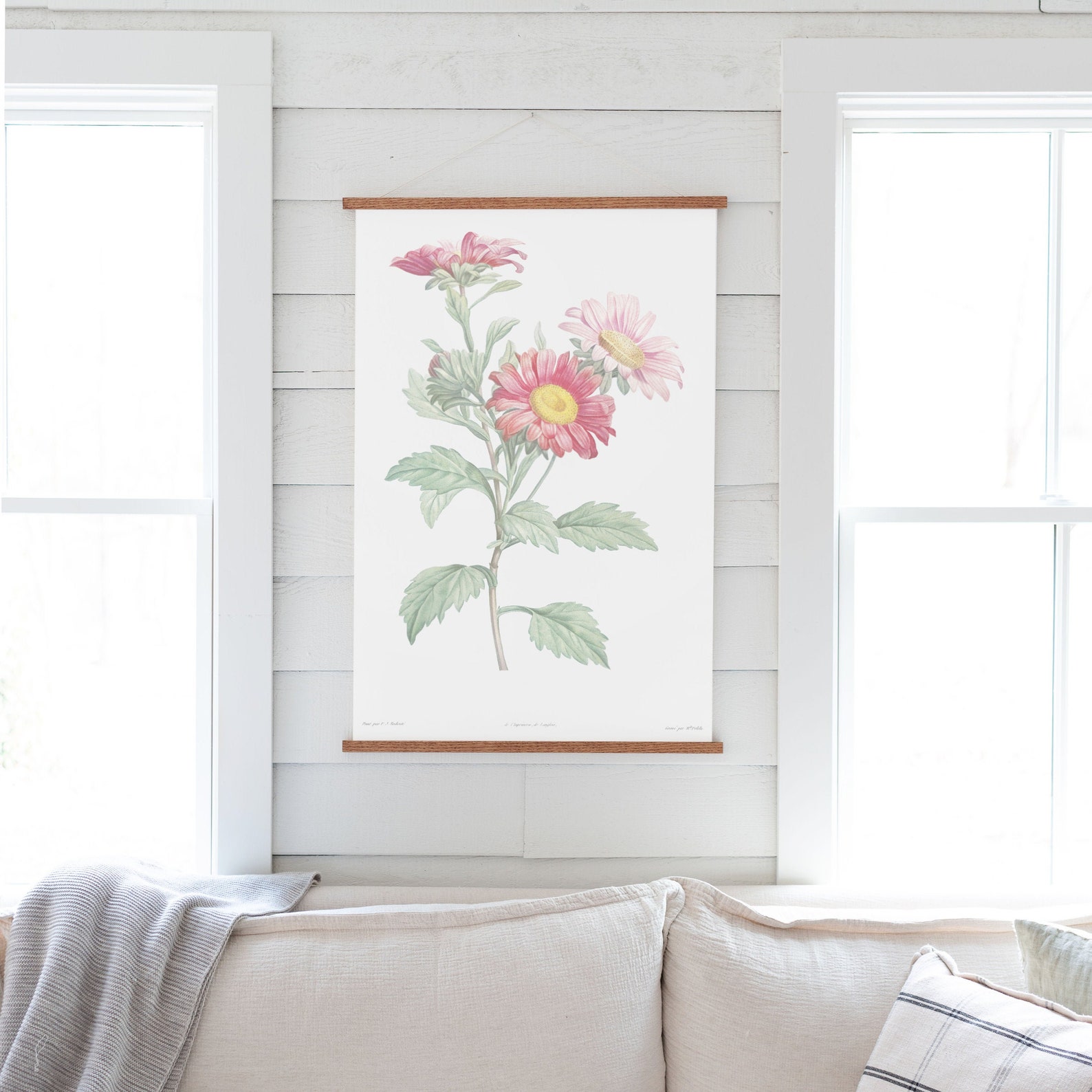 Pink Daisy Print Canvas Wall Art Botanical Decor Hanging - Etsy
