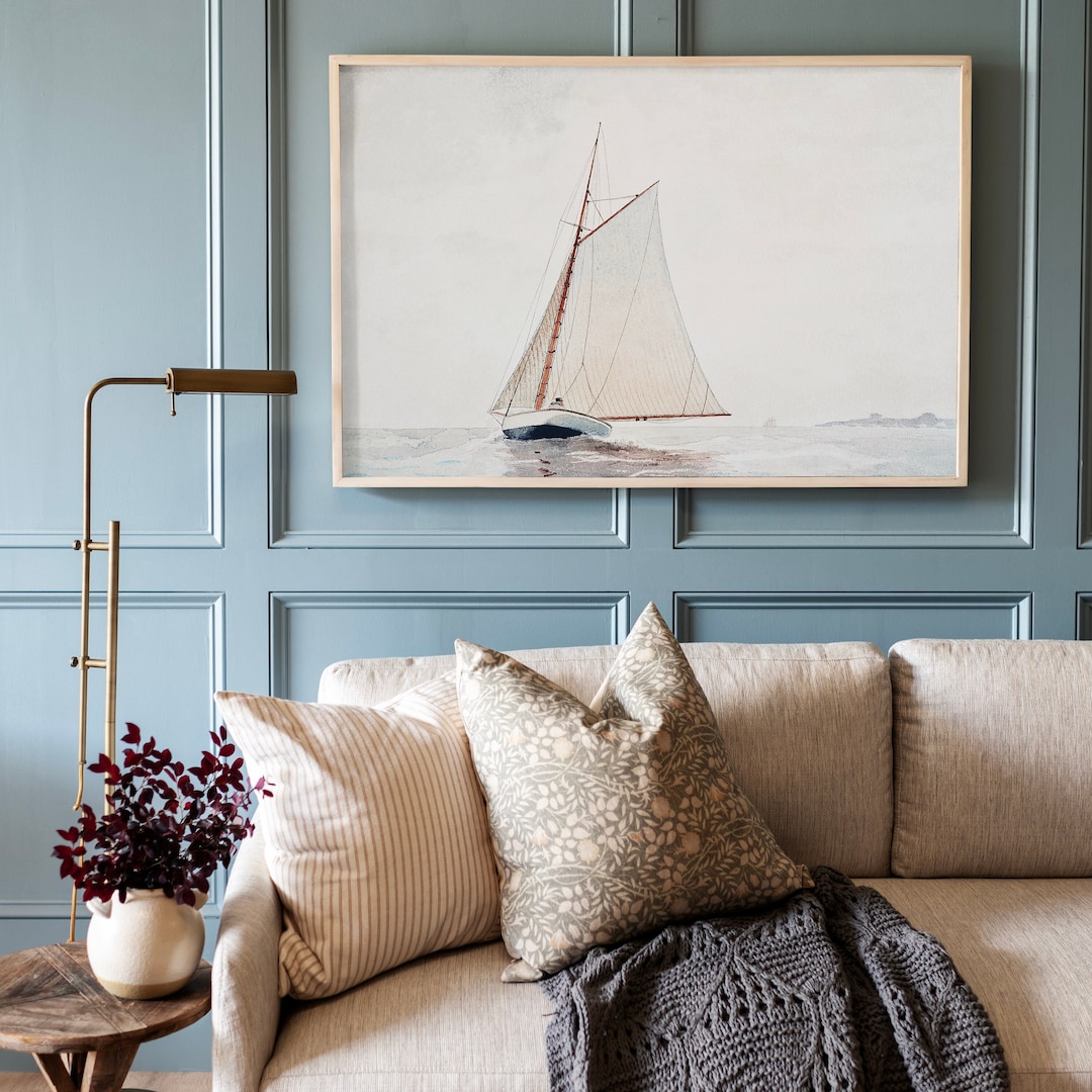 Vintage Sailboat Art Print: Framed Coastal Canvas Wall Decor | F144 - Etsy