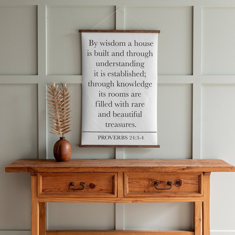 Proverbs 24 3 4 Bible Verse Signs Canvas Hanging Living - Etsy