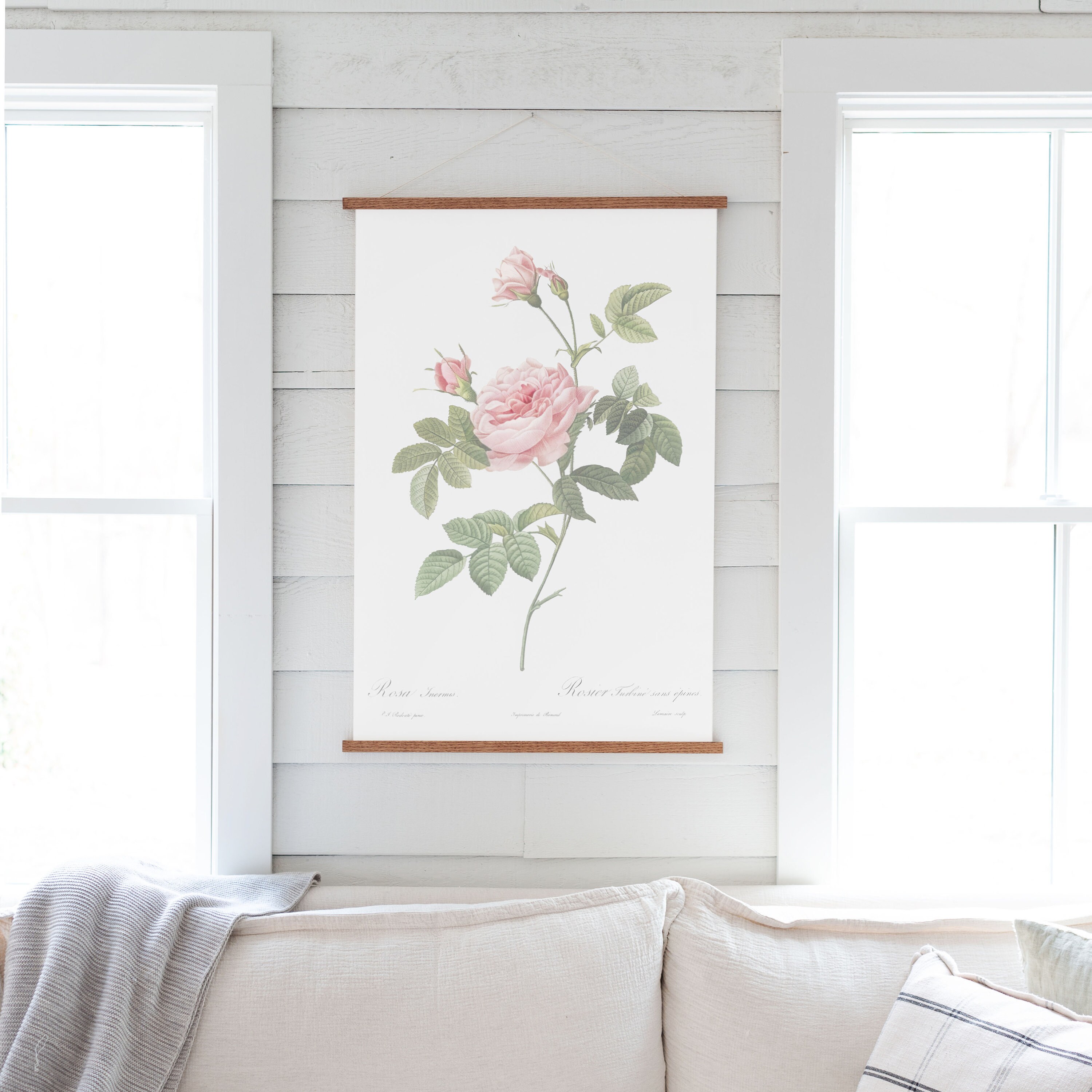 Pink Rose Canvas Wall Art Botanical Decor Hanging Canvas - Etsy
