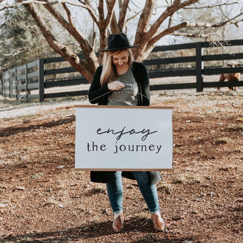 Enjoy the Journey Sign | Christian Signs | Hanging Canvas | Living Room ...
