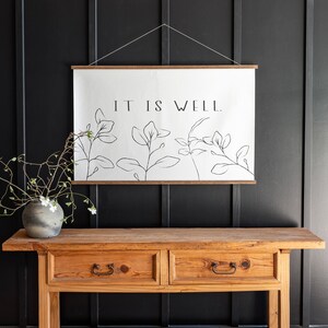 It is Well – Canvas Hanging Signs | Botanical Line Art Wall Decor | 078 ...