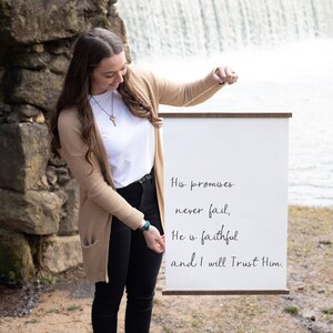 Living Room Sign | His Promises Never Fail | Canvas Hanging | Scripture ...