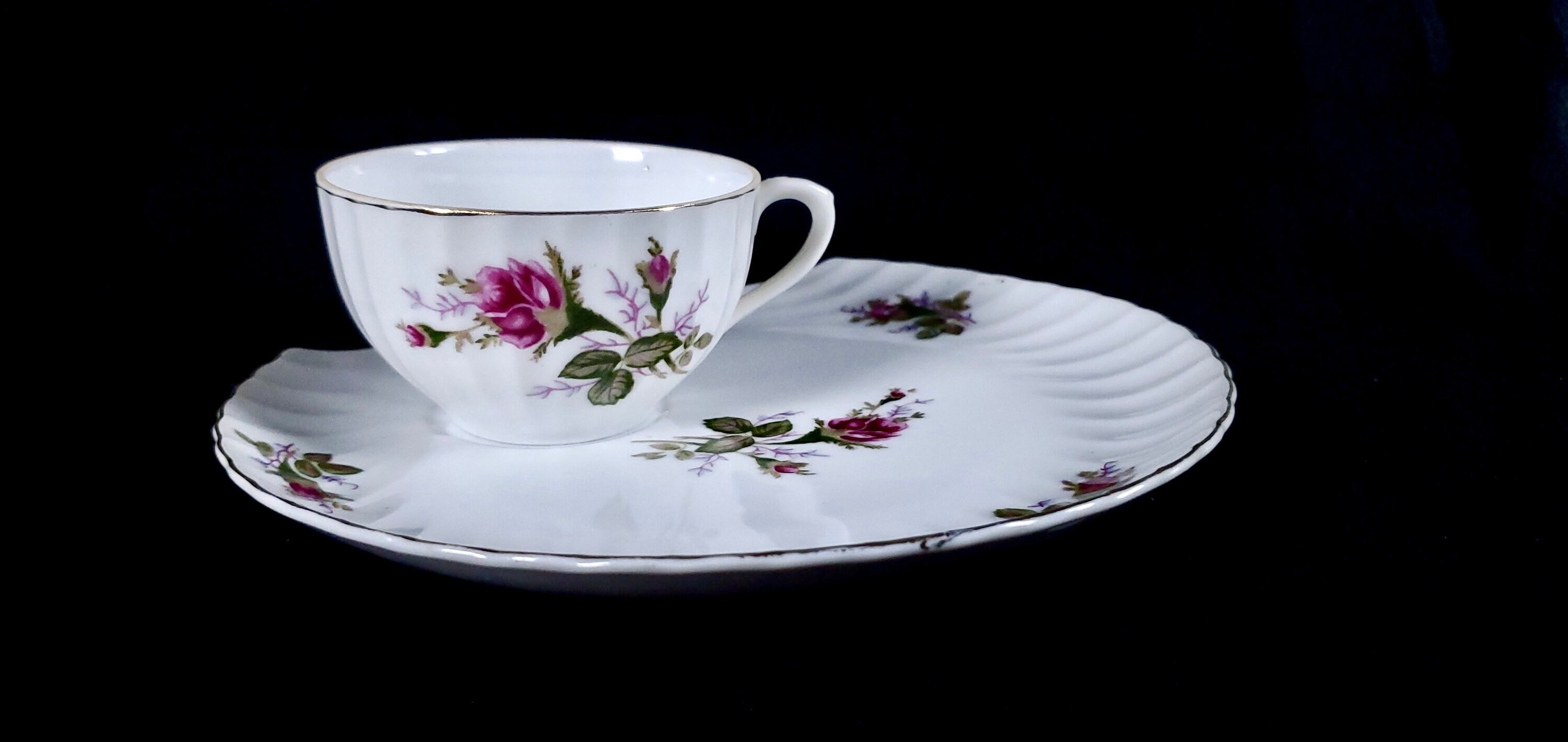 1945 Lipper and Mann Snack Plate & Cup Set in Pompadour Rose | Etsy