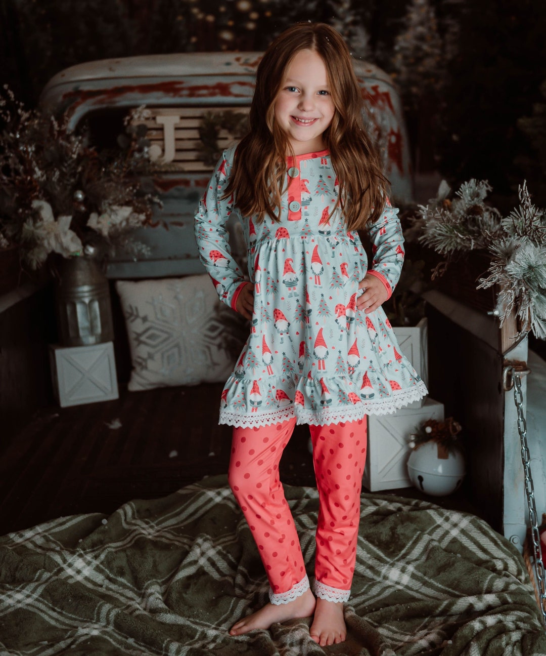 CHRISTMAS TUNIC Kids Girls Elves Christmas Tree Print - Etsy