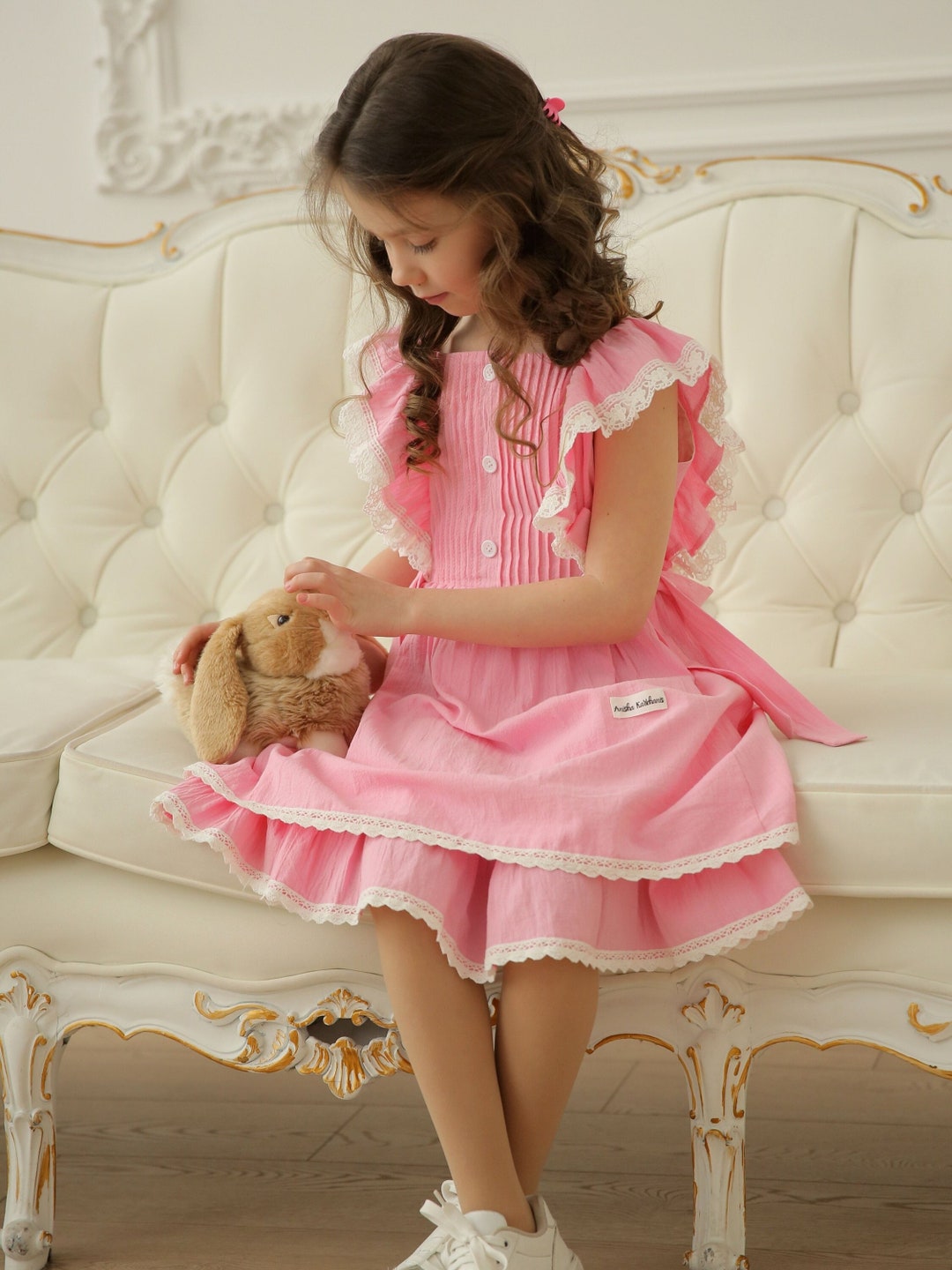 GIRL EASTER DRESS - Pastel Pink Organic Cotton Summer Spring Dress for ...