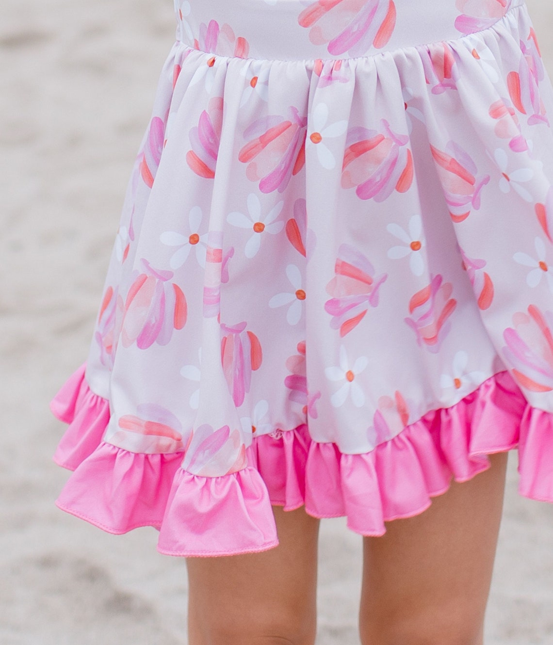 BEACH TWIRL DRESS, Seashells Daisy Floral Twirl Dress, Pink Twirl Dress ...