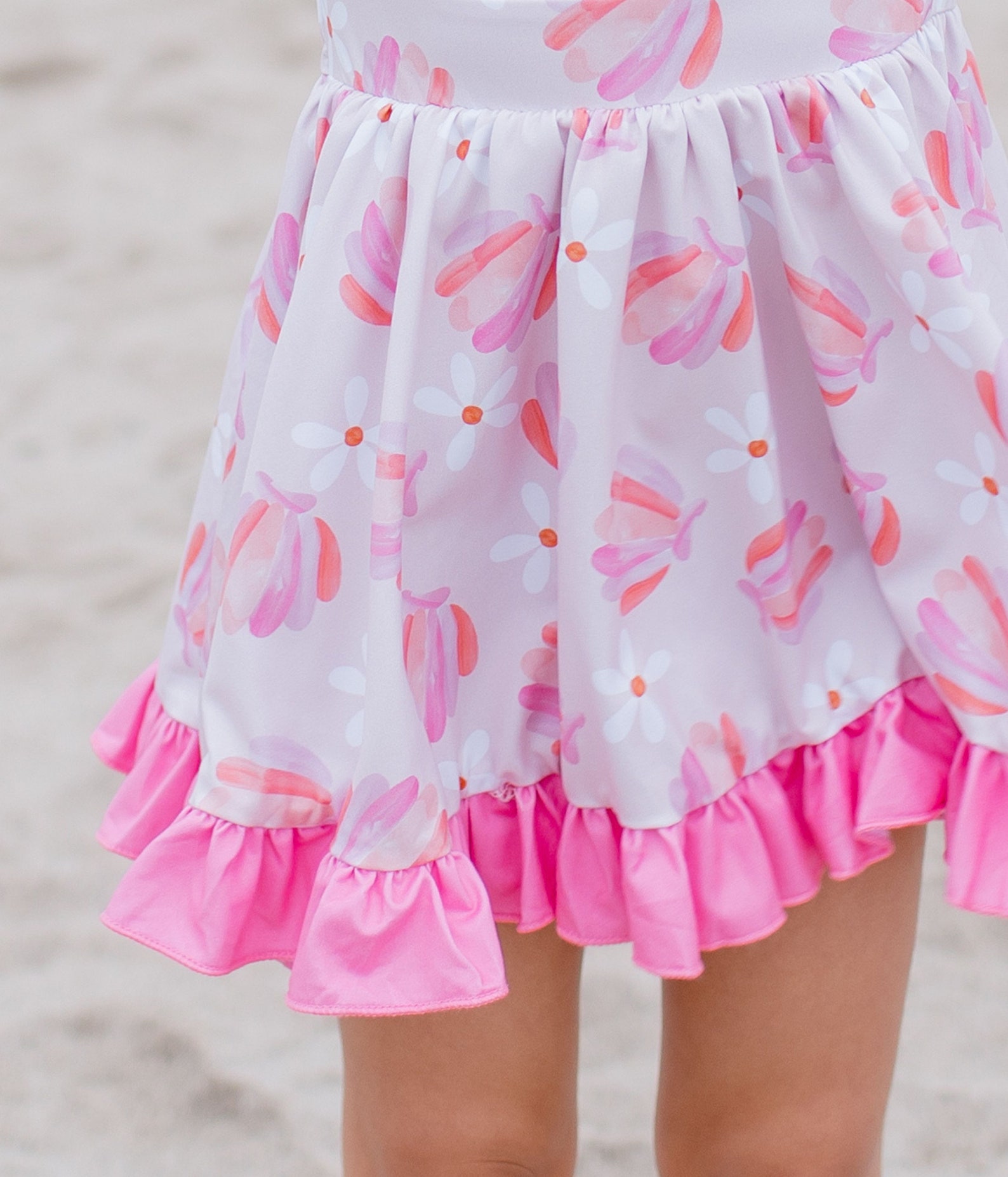 BEACH TWIRL DRESS, Seashells Daisy Floral Twirl Dress, Pink Twirl Dress ...