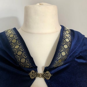 Navy Blue Velvet Wedding Cloak/cape With Hood and Blue /golden Trimming ...