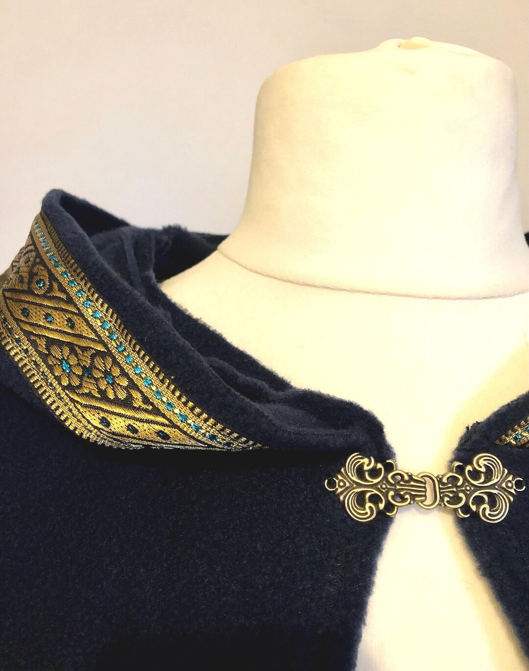 Navy Goddess Fleece Hooded Cloak With Silver Trim - Etsy