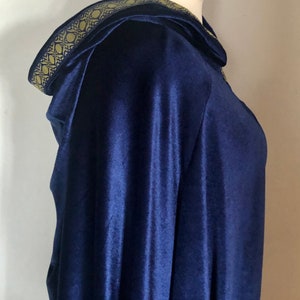 Navy Blue Velvet Wedding Cloak/cape With Hood and Blue /golden Trimming ...