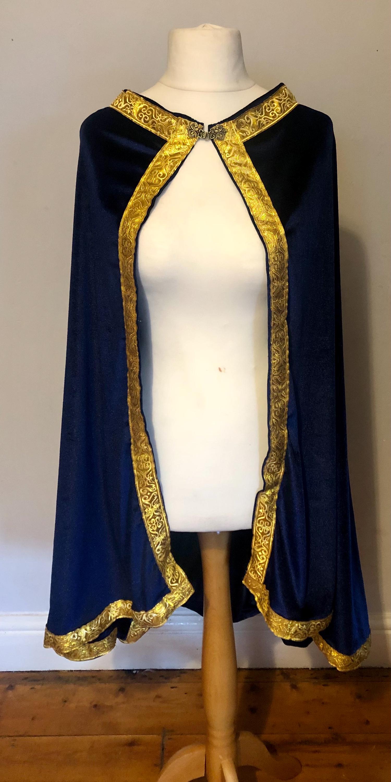Navy Blue Velvet Cosplay Cloak With Golden Trimming - Etsy
