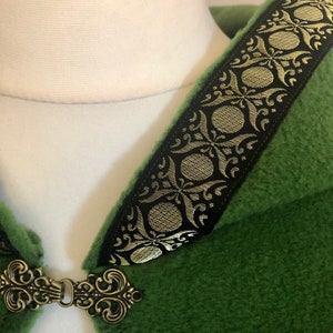 Forest Green Fleece Cloak With Hood and Black /golden Trimming Goddess ...