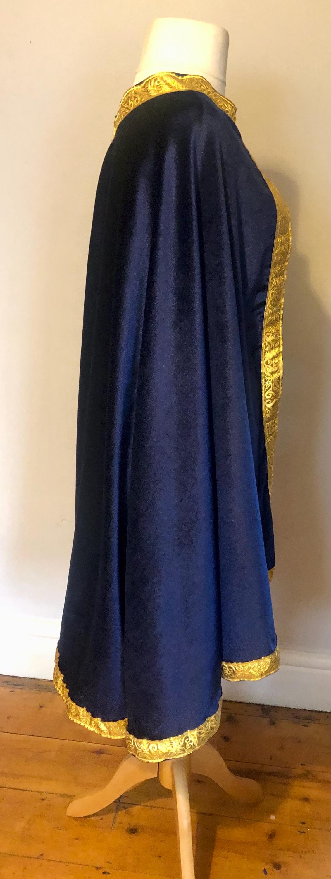 Navy Blue Velvet Cosplay Cloak With Golden Trimming - Etsy