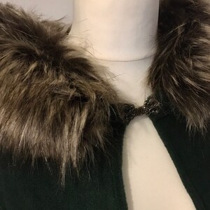 Dark Green Cloak With Faux Fur Lined Hood and Trimming , Blodeuwedd ...