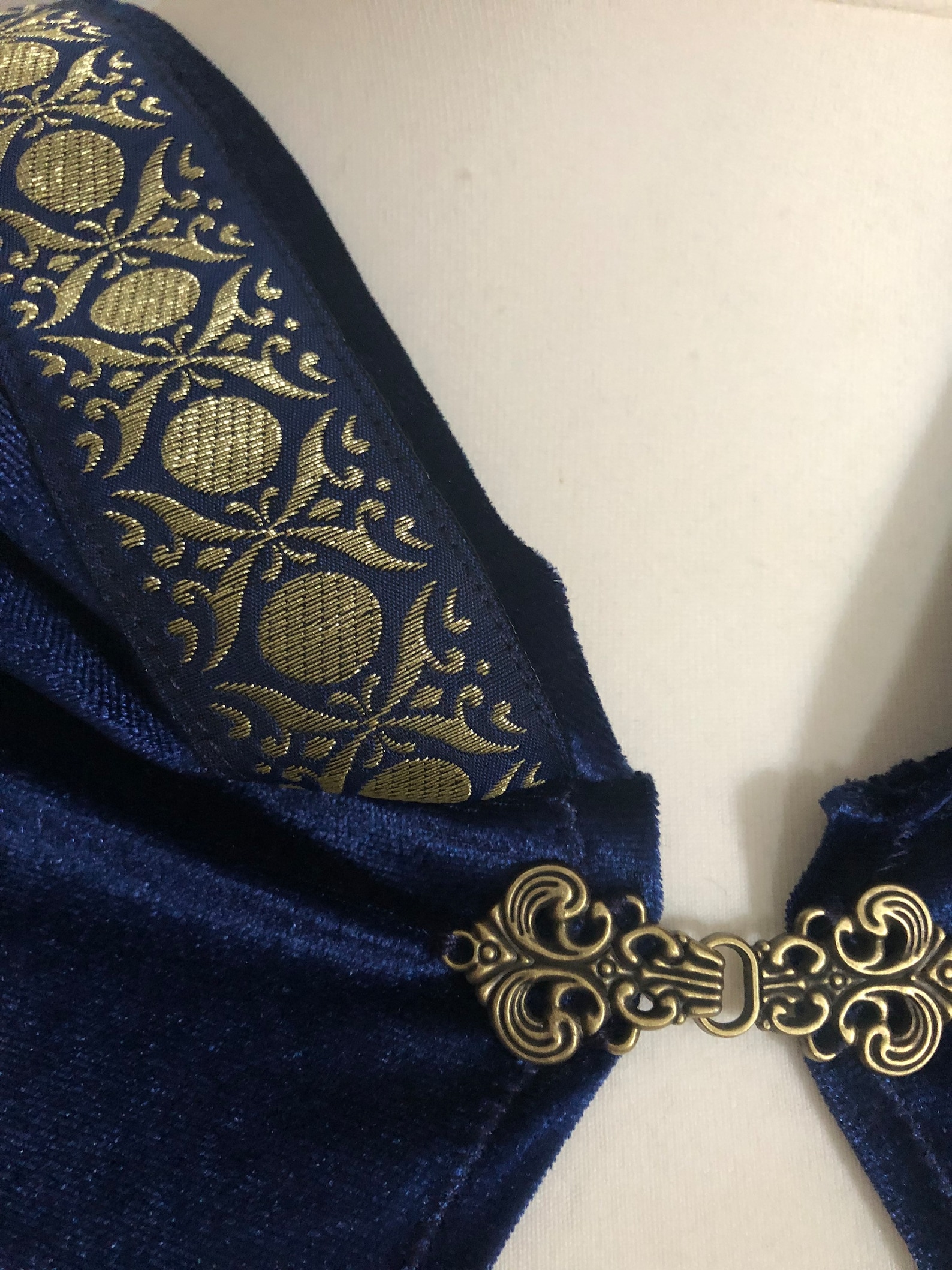 Navy Blue Velvet Wedding Cloak/cape With Hood and Blue /golden - Etsy