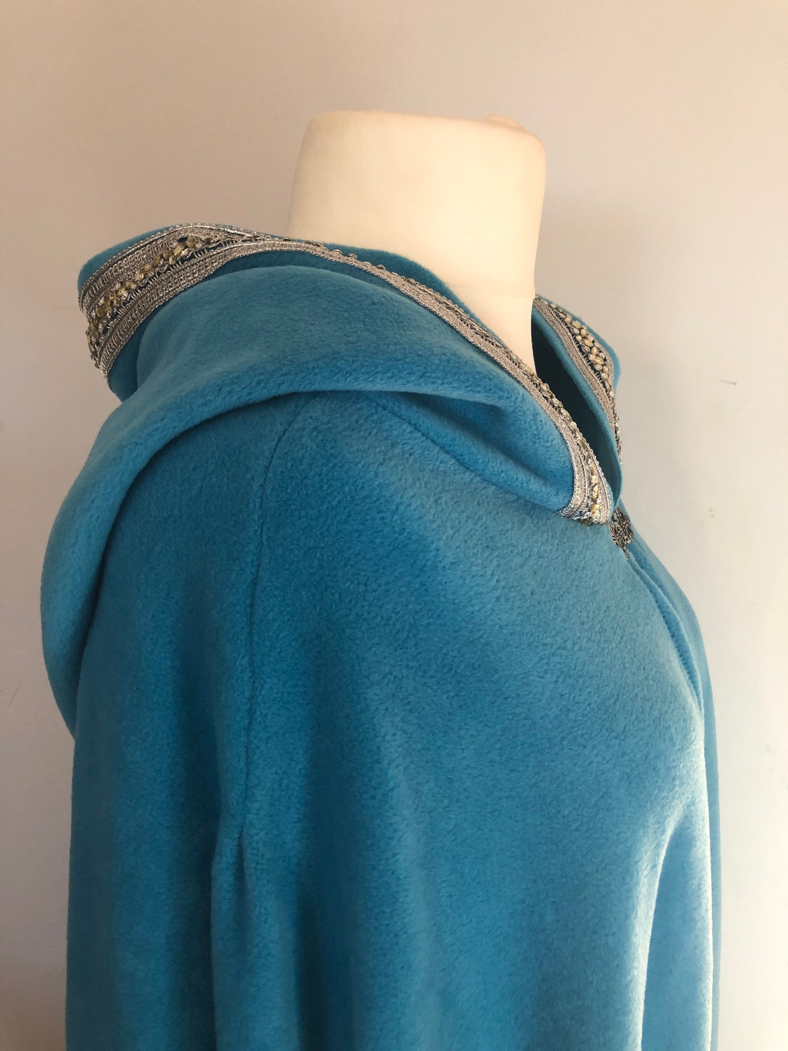 Turquoise Anti Pil Polar Fleece Cloak/cape With Hood and - Etsy