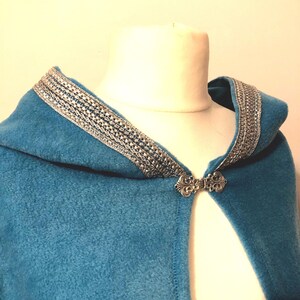 Turquoise Anti Pil Polar Fleece Cloak/cape With Hood and Silver/golden ...