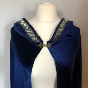 Navy Blue Velvet Wedding Cloak/cape With Hood and Blue /golden Trimming ...