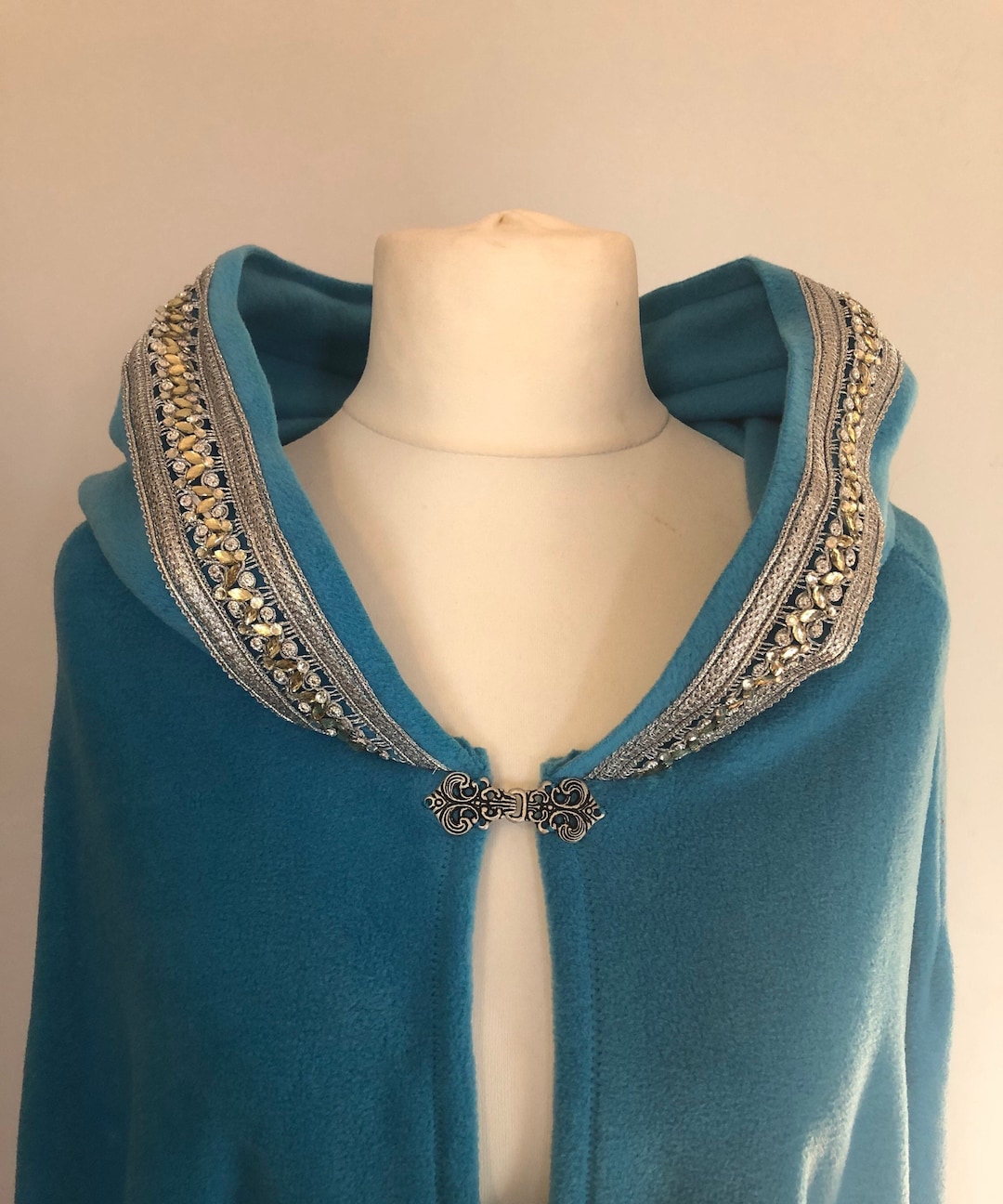 Turquoise Anti Pil Polar Fleece Cloak/cape With Hood and - Etsy