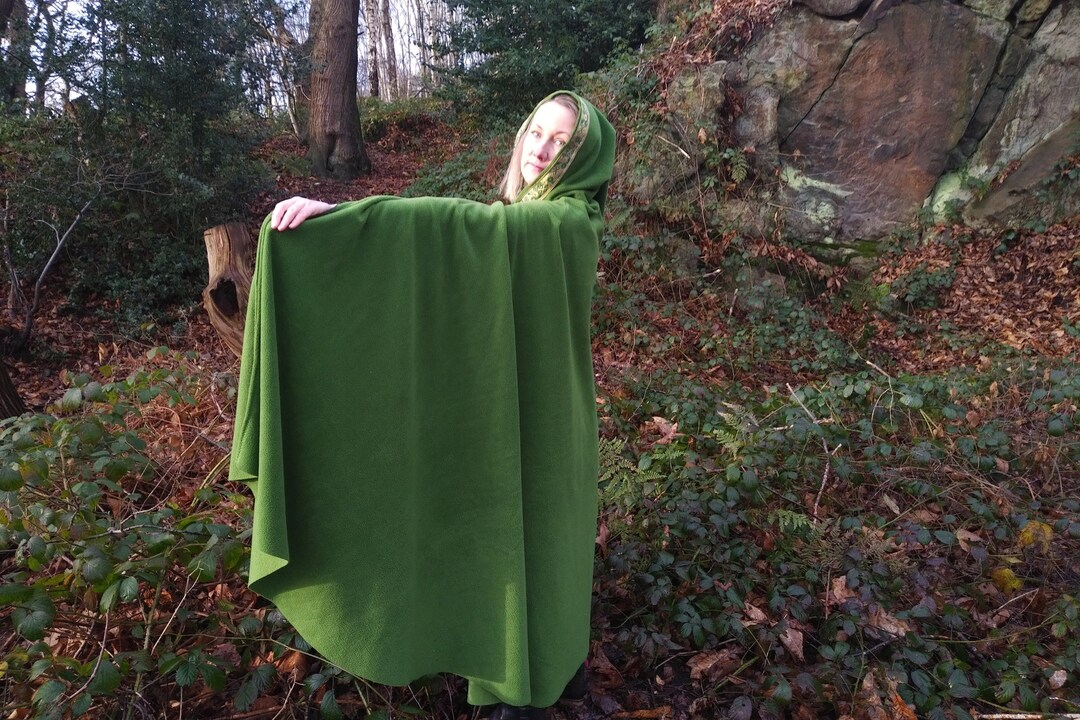 Forest Green Goddess Cloak With Golden Trim - Etsy
