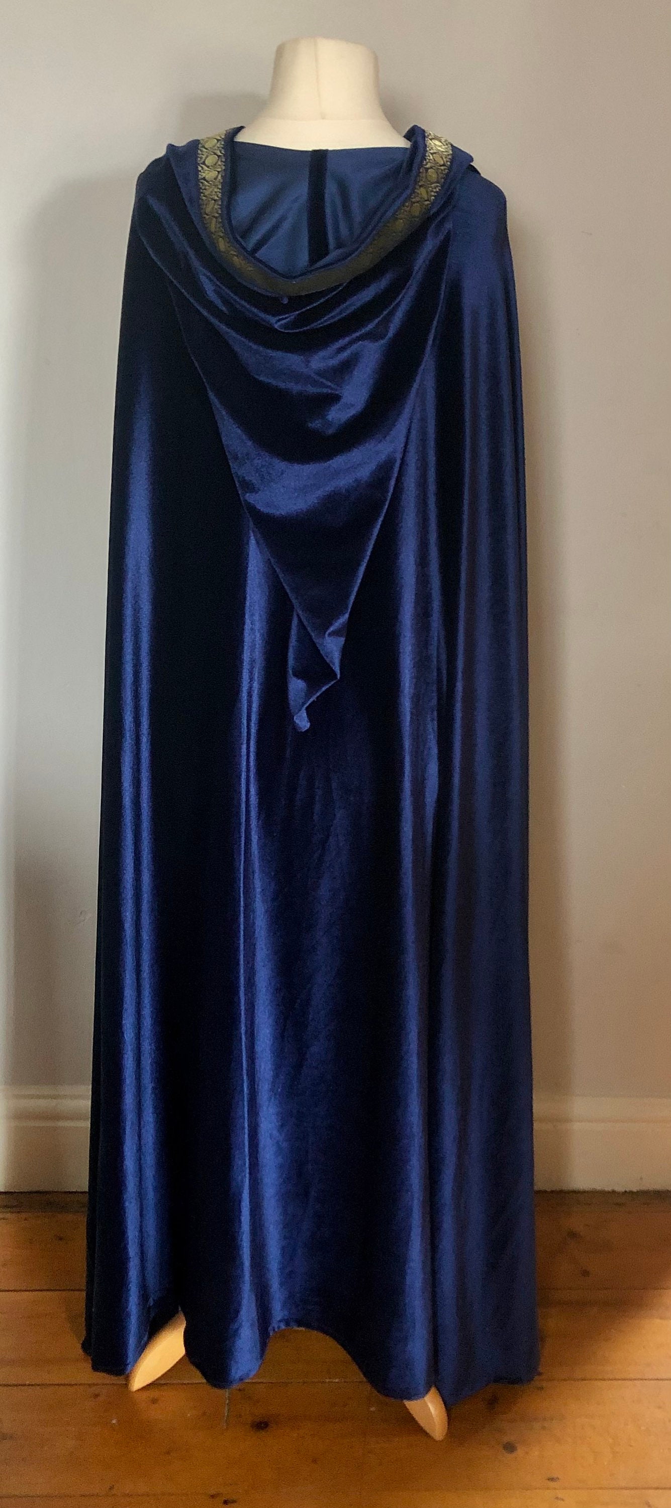 Navy Blue Velvet Wedding Cloak/cape With Hood and Blue /golden Trimming ...