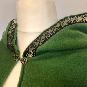 Forest Green Fleece Cloak With Hood and Black /golden Trimming Goddess ...