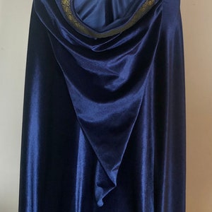 Navy Blue Velvet Wedding Cloak/cape With Hood and Blue /golden Trimming ...
