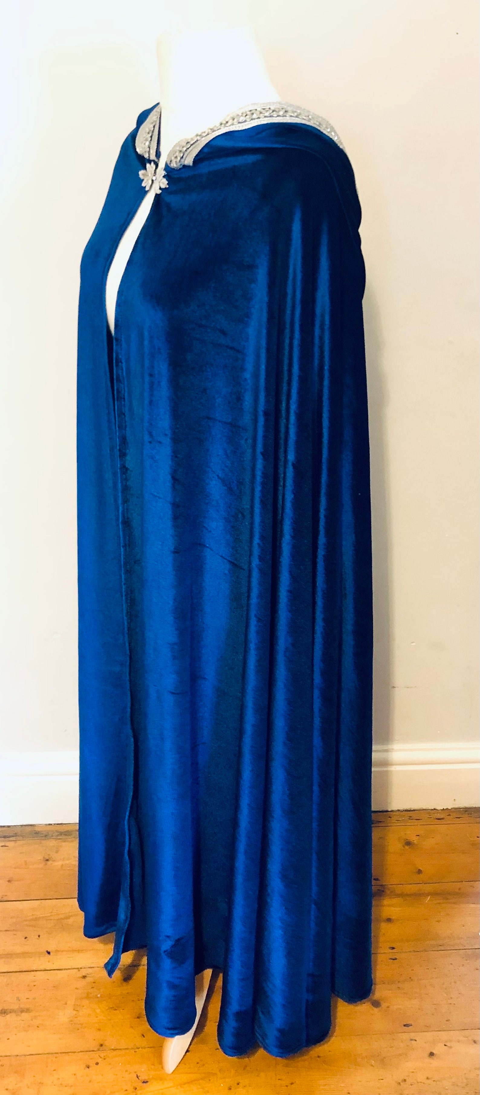 Wedding Cloak/cape With Hood, Navy Blue With Silver Rhinestone Trimming ...