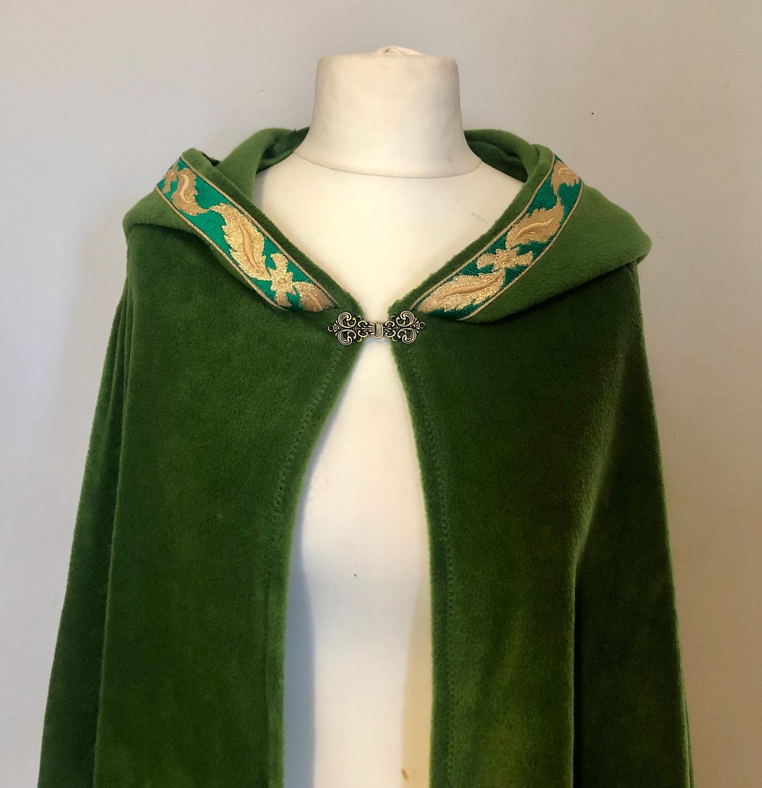 Goddess Cloak Blodeuwedd With Hood and Green/golden Trimming, Pagan ...