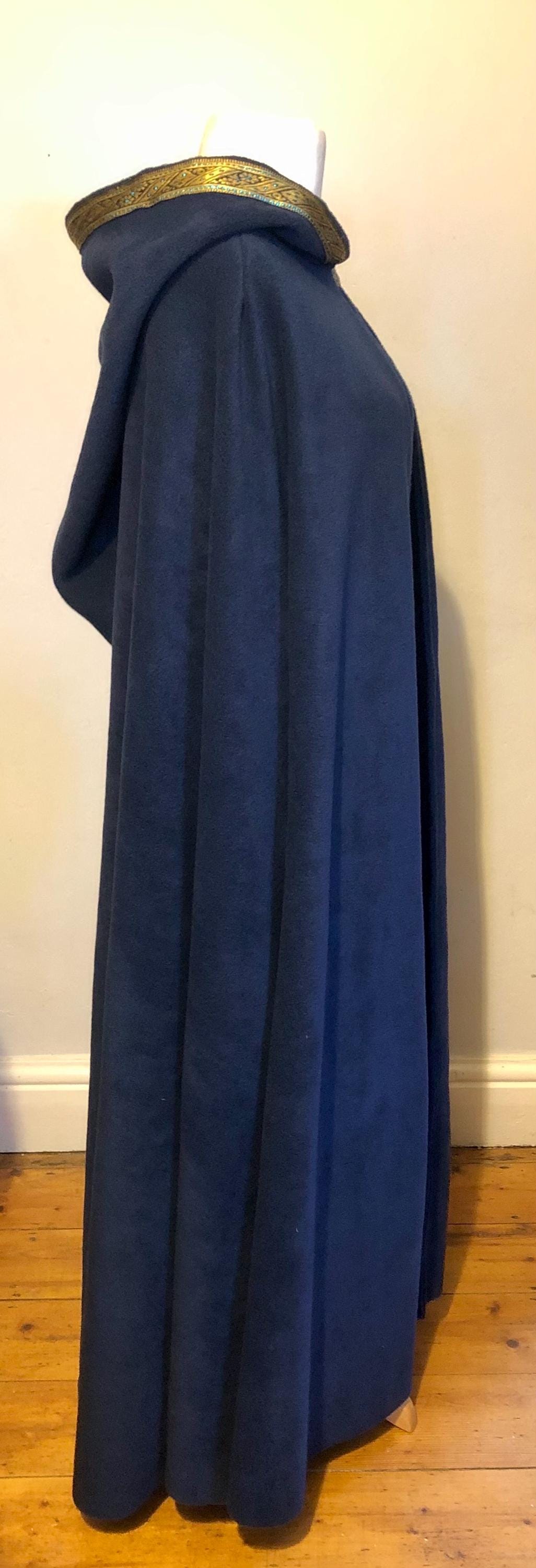 Navy Goddess Fleece Hooded Cloak With Silver Trim - Etsy