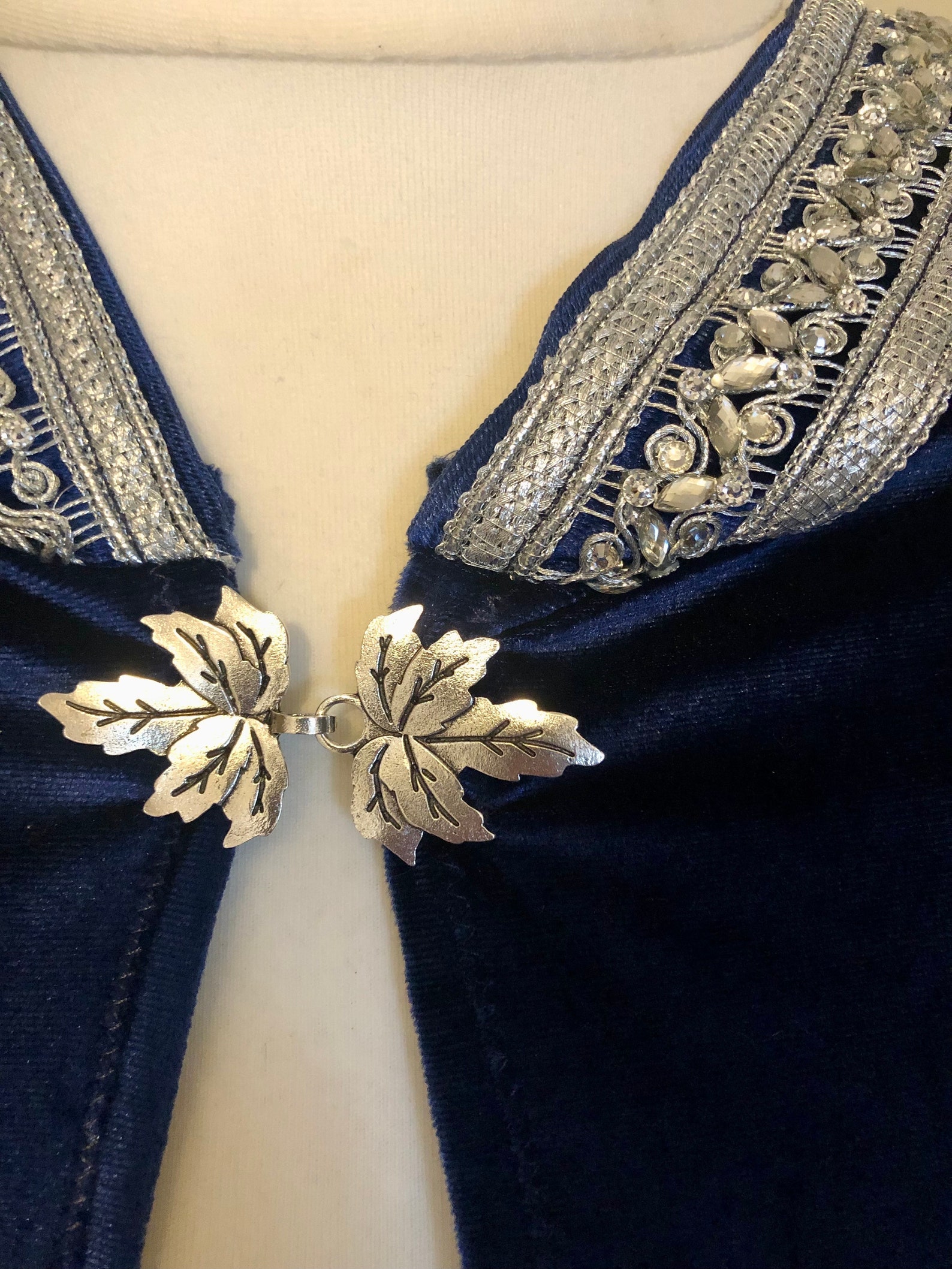 Wedding Cloak/cape With Hood, Navy Blue With Silver Rhinestone Trimming ...