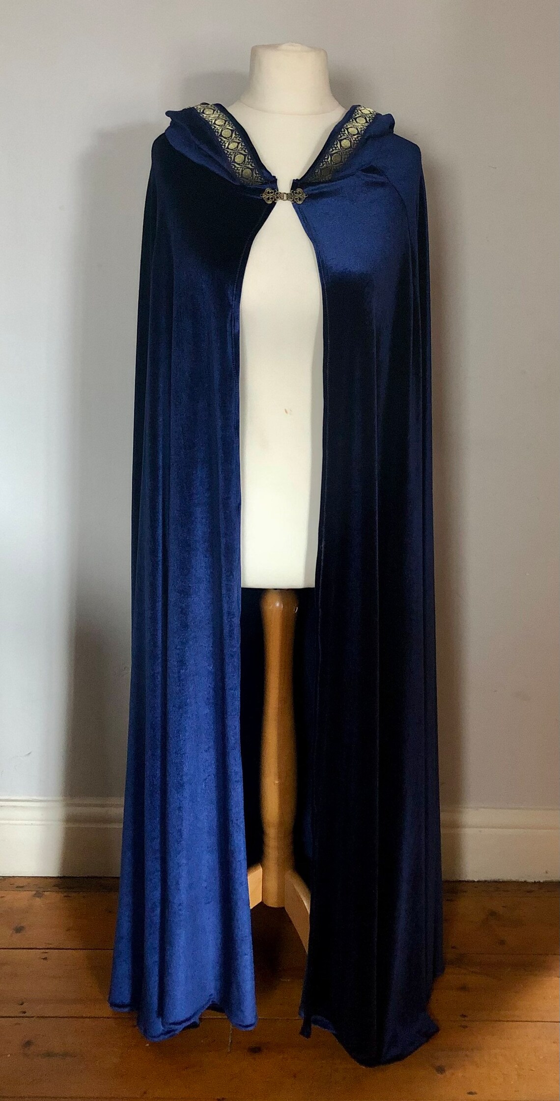 Navy Blue Velvet Wedding Cloak/cape With Hood and Blue /golden - Etsy